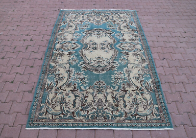 Turkish Turquoise Carpet Anatolian Handmade Oriental Livingroom Area ...