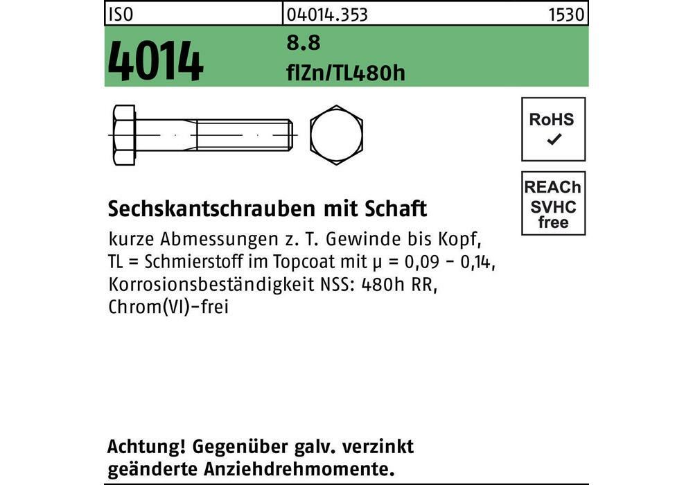 50 x Sechskantschrauben mit Schaft ISO 4014 8.8 M 10 flZn/nc/TL/x/480h/C online kaufen | eBay