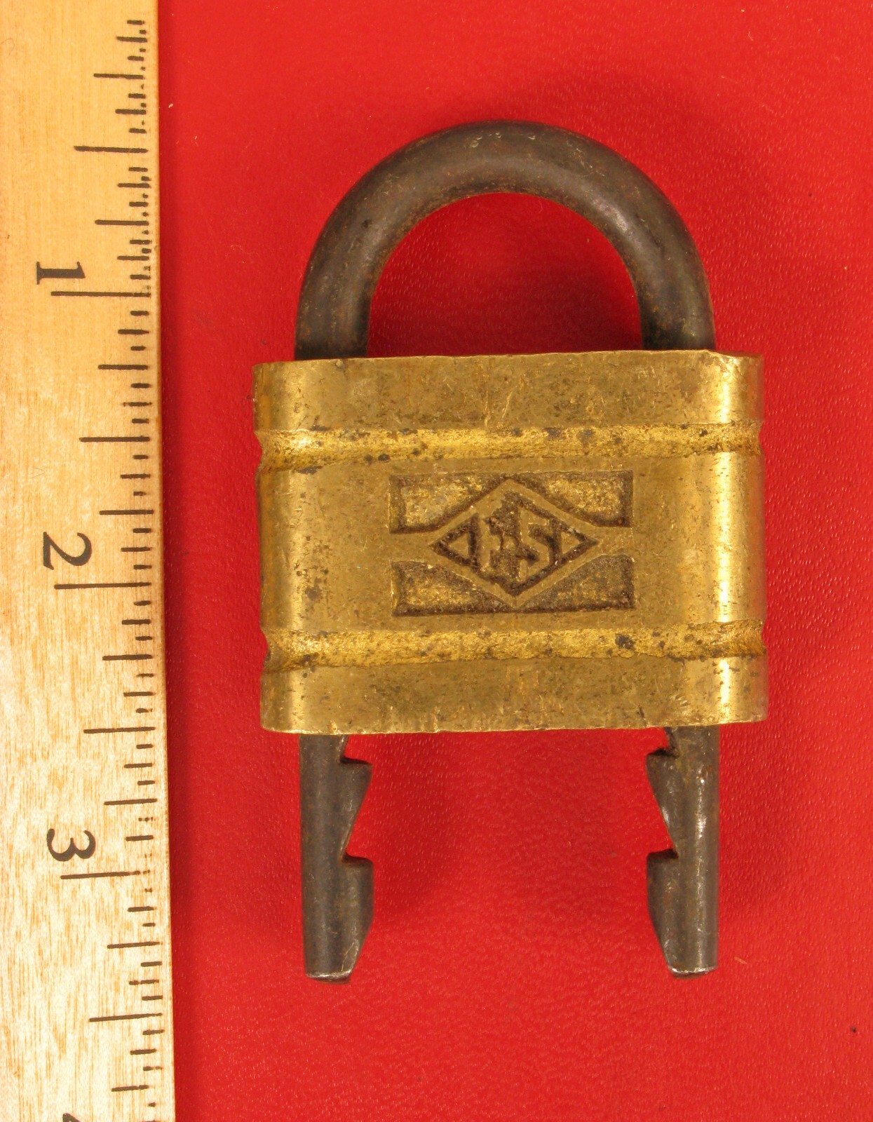 ANTIQUE BRASS FS AUTO CAR SPARE TIRE BIKE BICYCLE PADLOCK LOCK RARE ...