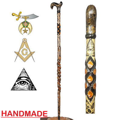 Handmade Freemasonry Wooden Walking Stick Cane, Masonic, Freemason ...
