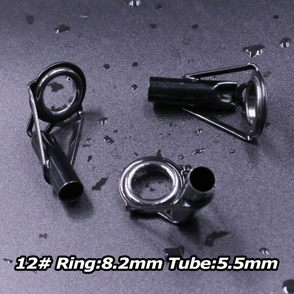 Black Fishing Rod Tip Guides Stainless Steel Ceramic Ring 1.8mm~8mm ...