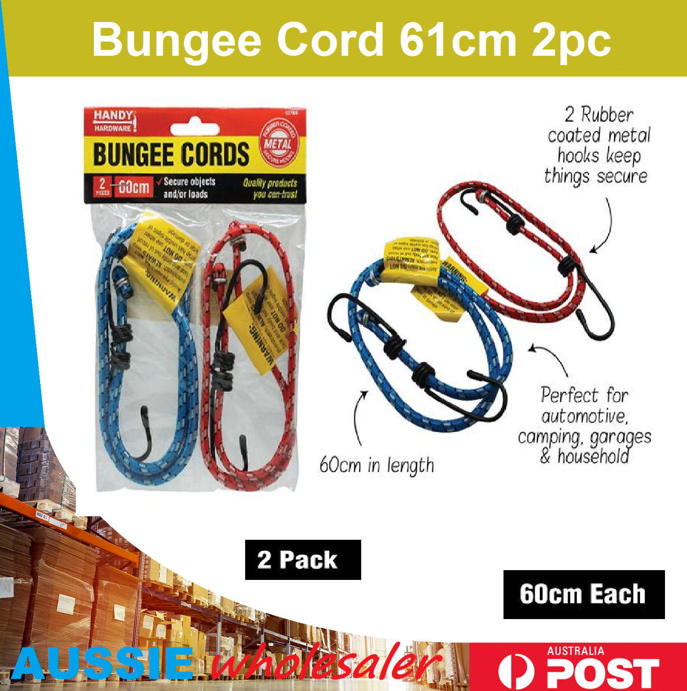 2pc Bungee Cord 60cm Octopus Occy Strap Elastic Tie Down | eBay