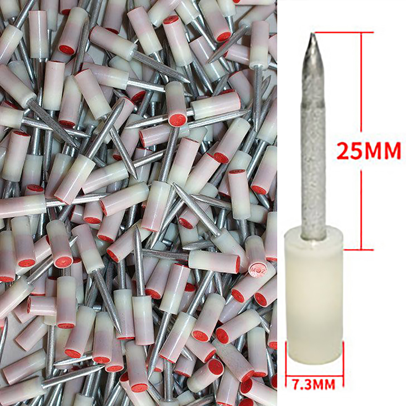 100Pcs 7.3mm Head Naked Nail 25mm Nail Gun Gire Nail For Manual Steel ...