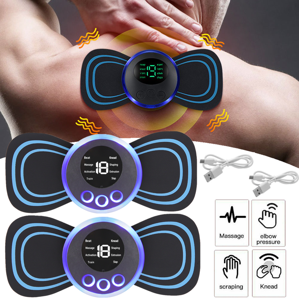 2Pack Portable EMS Electric Neck Back Massager Cervical Massage Patch ...