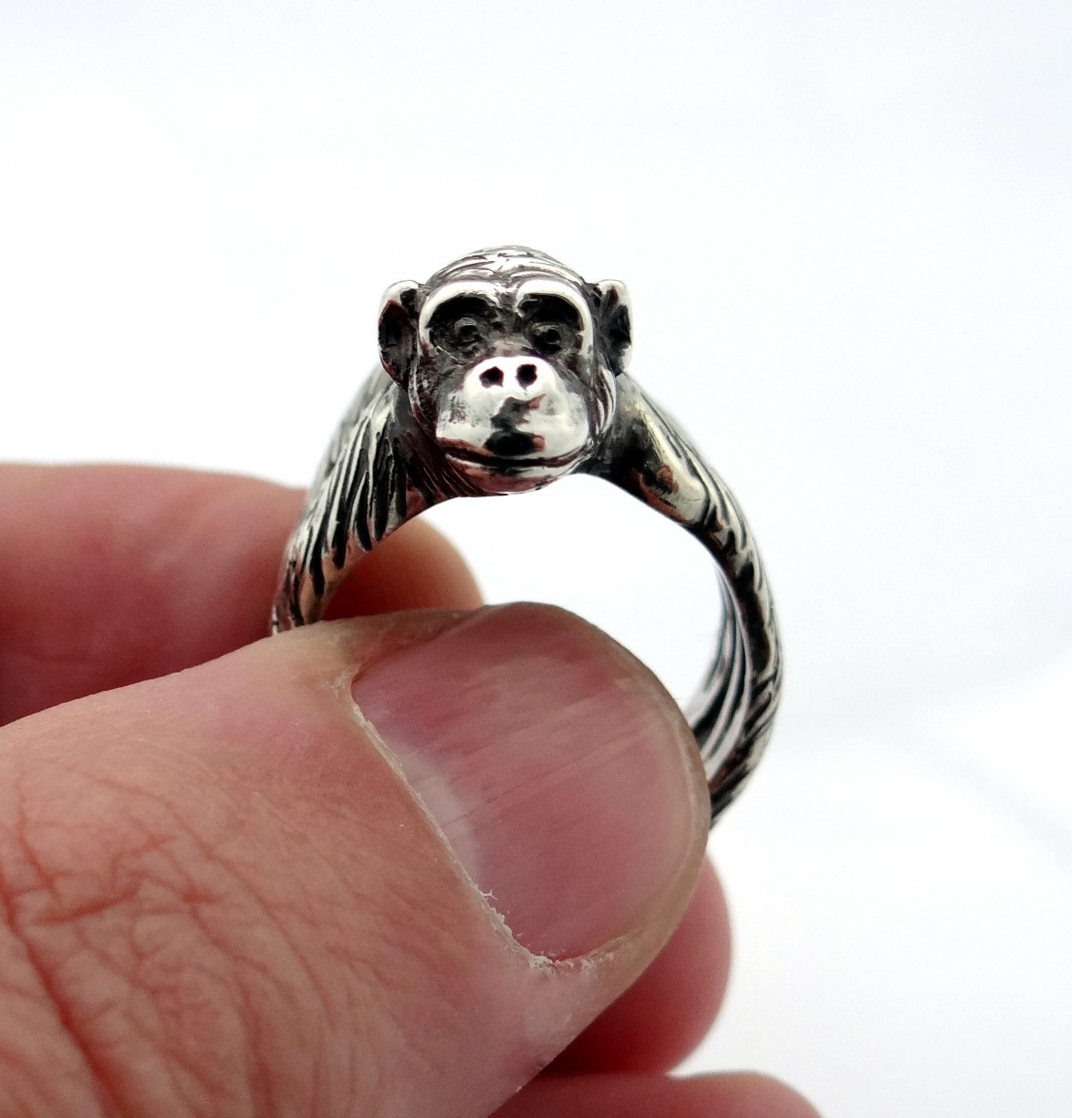 Monkey Ring, Chimpanzee Ring, Ape Ring, 925 Sterling Silver, Silver ...
