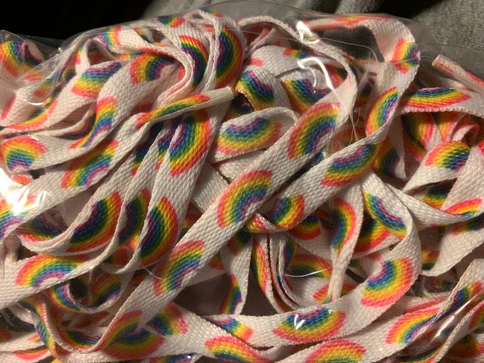 RAINBOW MULTI COLOR 1980's VINTAGE SHOE LACES 40 INCH… - Gem