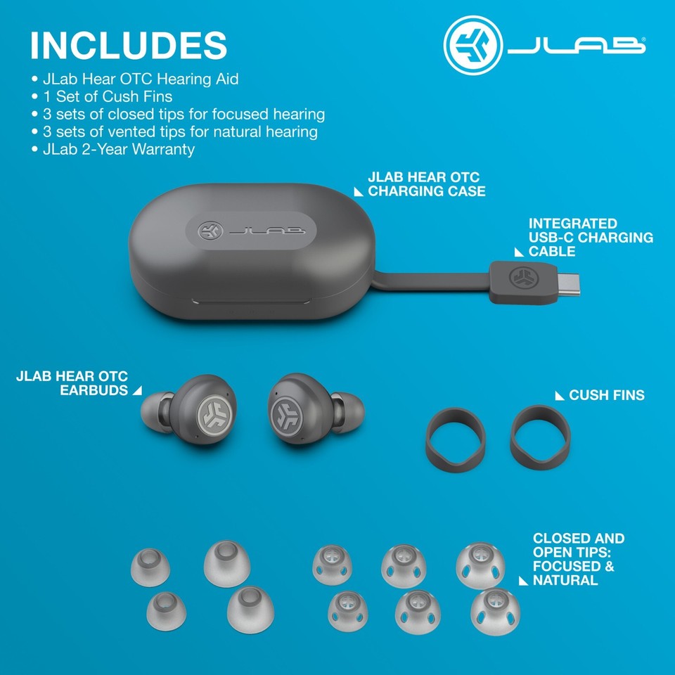 Hearing Aids JLab Hear OTC & Bluetooth Earbuds, 4 Presets Modes ...