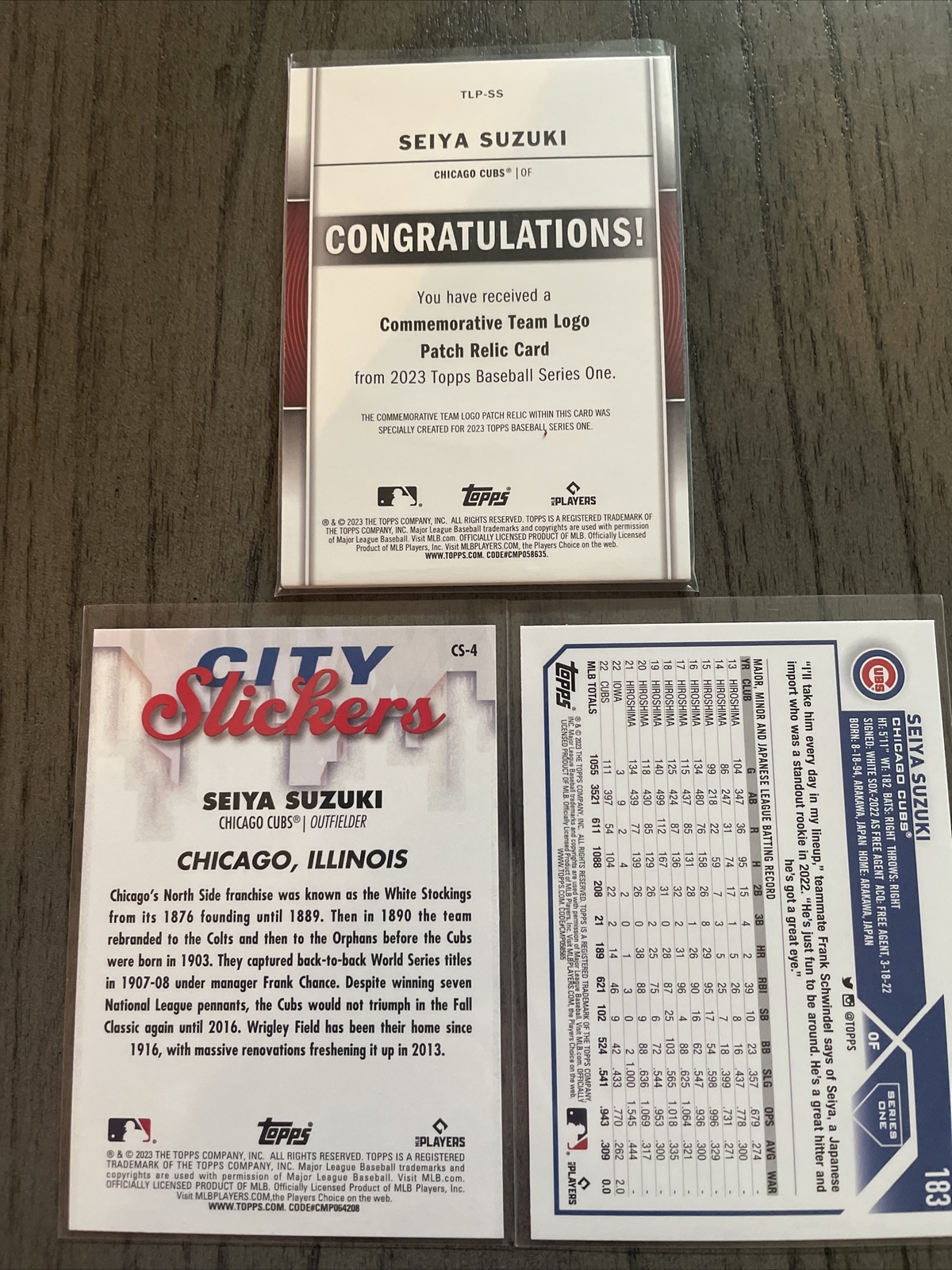 2023 Seiya Suzuki Topps Commemorative Team Logo Patch Relic Card Series ...