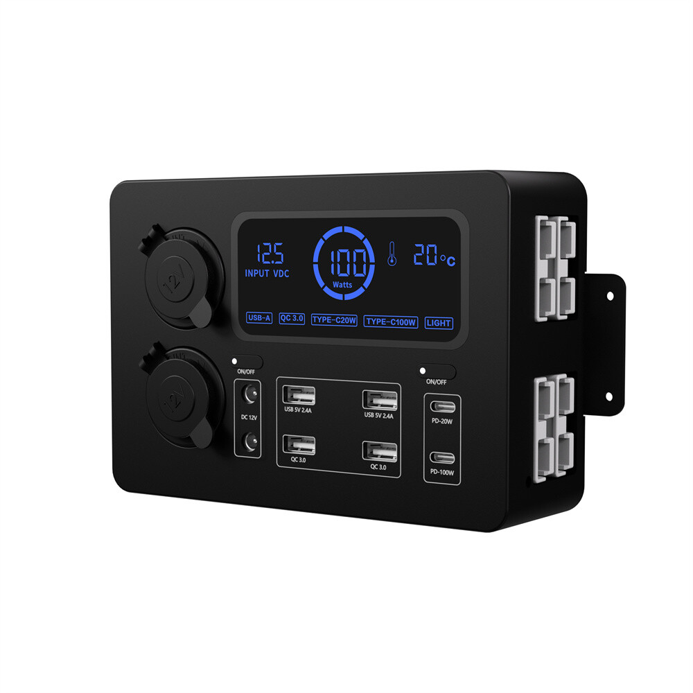 12V Power Supply Control Distribution Box with USB Type-C LED Display ...