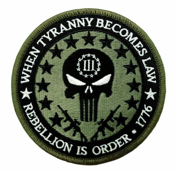 Three 3 Percenter Rebellion Tyranny Iron on Patch for sale online | eBay