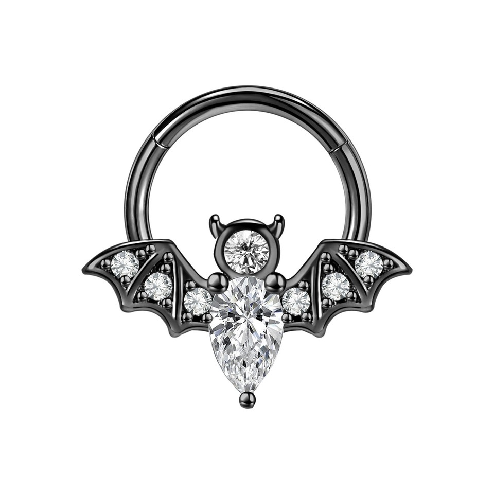 16G CZ Bat Nose Septum Rings Stainless Steel Hoop Helix Cartilage Rook ...