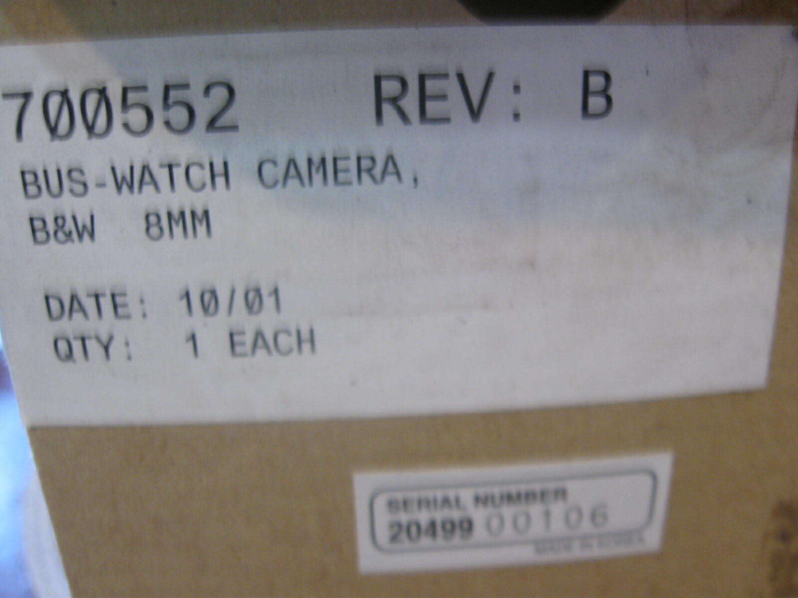 NEW REI BUS-Watch 8mm Video Surveillance Camera pn#- 700552 black white ...