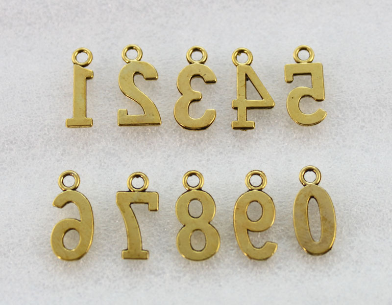 40pcs Assorted Antiqued Gold Plate Number Charms #23044 for sale online ...