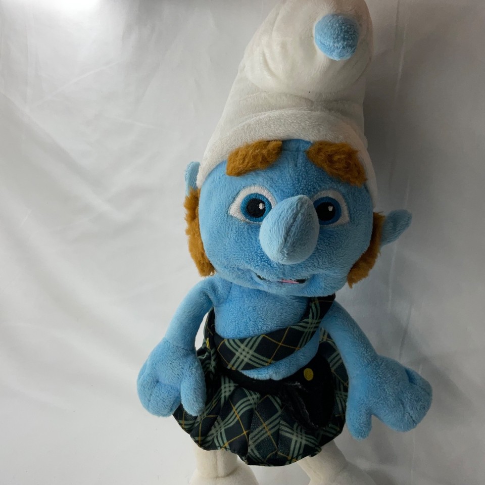 Gutsy Smurf Plush 12” 2011 Jakks Pacific Scottish Kilt The Smurfs Movie ...