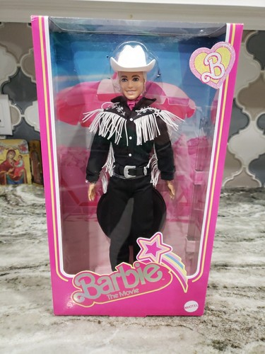 Barbie The Movie Ken Doll Cowboy Wearing Black and White Western Outfit ...