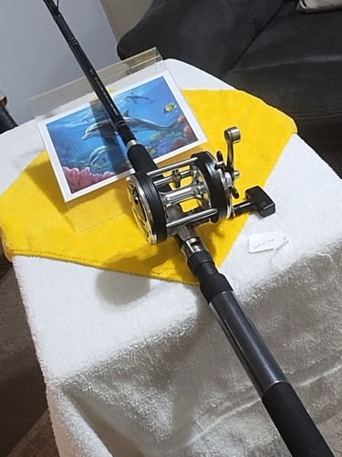 New Trolling Fishing Rod Contender 7' Med 20-25lb And Reel Calypso Blue ...