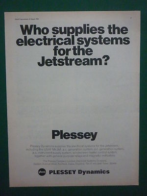 8/1968 PUB PLESSEY DYNAMICS ELECTRICAL SYSTEMS AVION JETSTREAM 31 ...