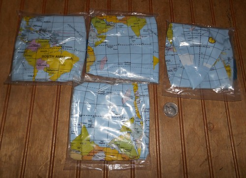 Lot (4) 12" Inflatable World Earth Globe Beach Ball Blow Up Map Ball ...