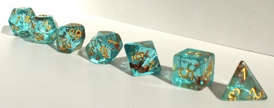 Turquoise; DnD Dice Set - Premium Hand Mixed Resin - 7 Piece Polyhedral ...