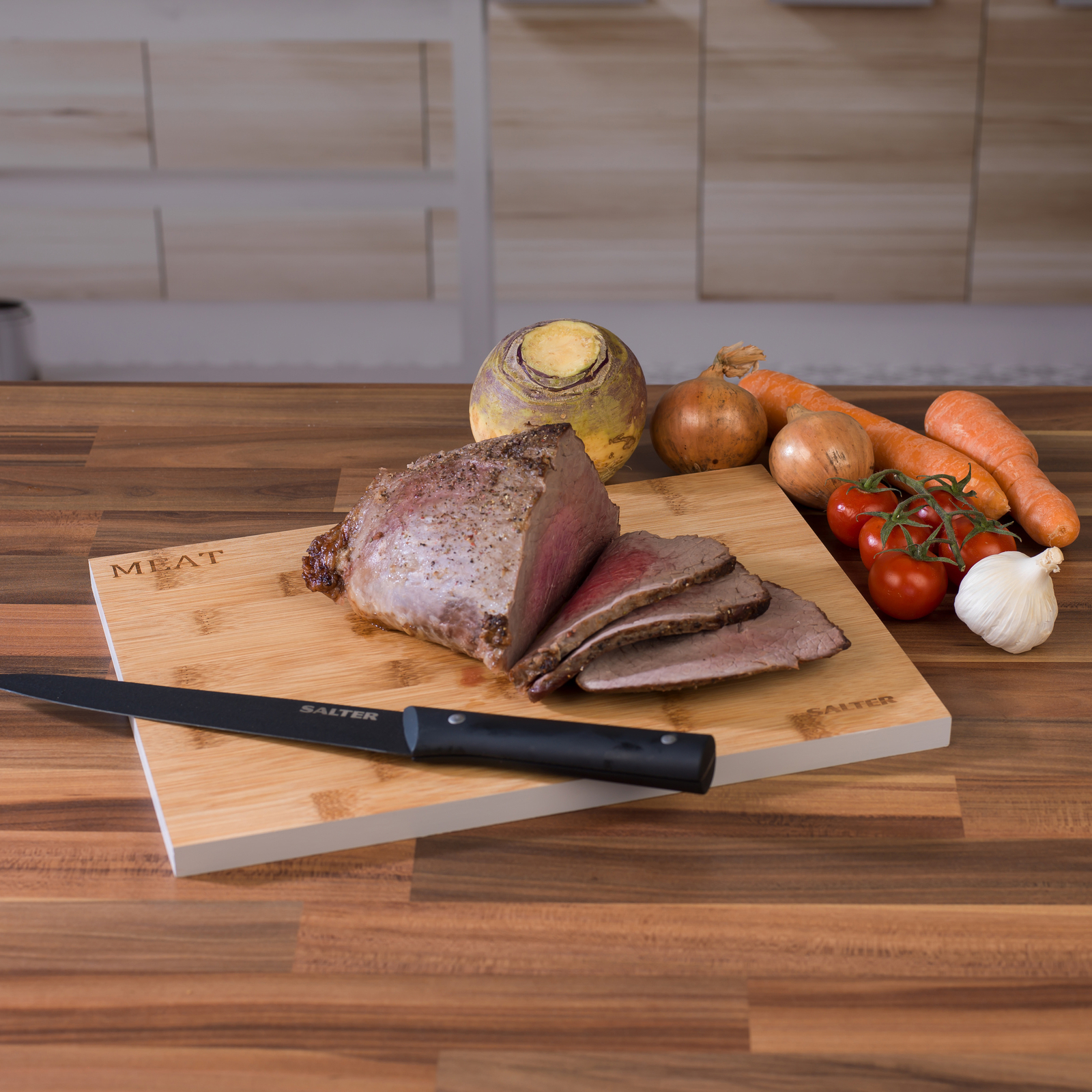 Salter Chopping Board Serving Set Bamboo 3 Piece Labelled Charcuterie ...