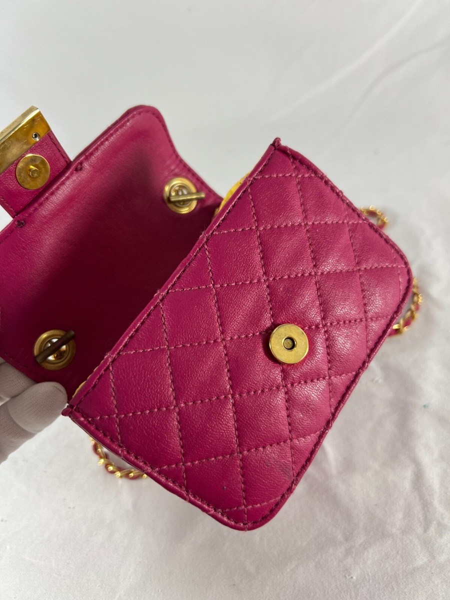 DSQUARED2 Pink Quilted & Studded Leather Chain Link Mini DSQUARED2 Pink Quilted & Studded Leather Chain Link Mini