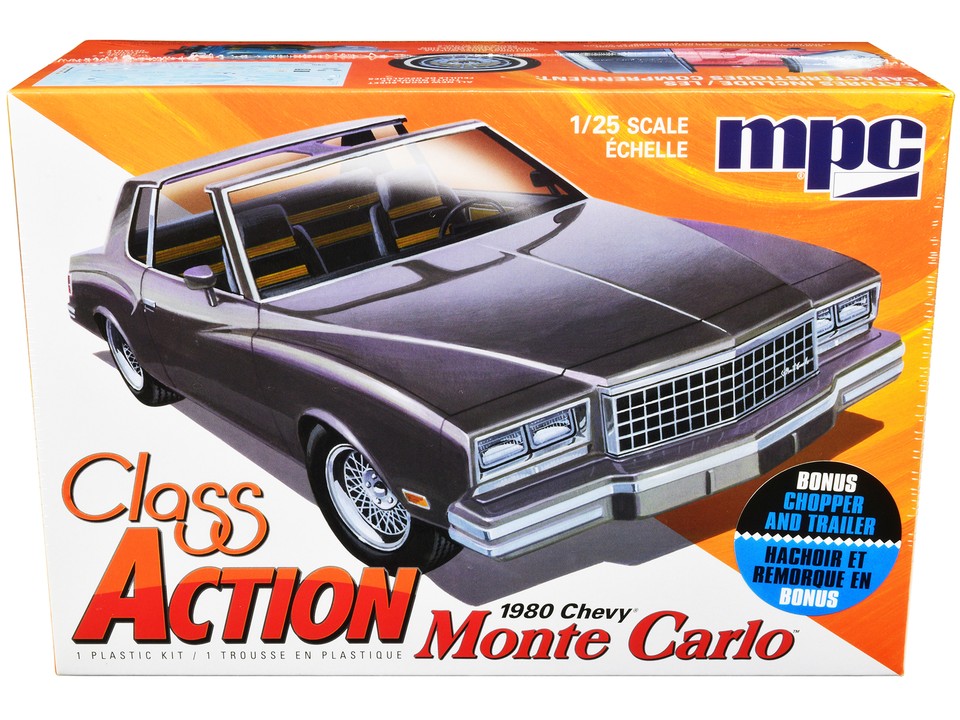 1980 Chevrolet Monte Carlo Model Kit 1/25 Scale MPC with Motorcycle and ...