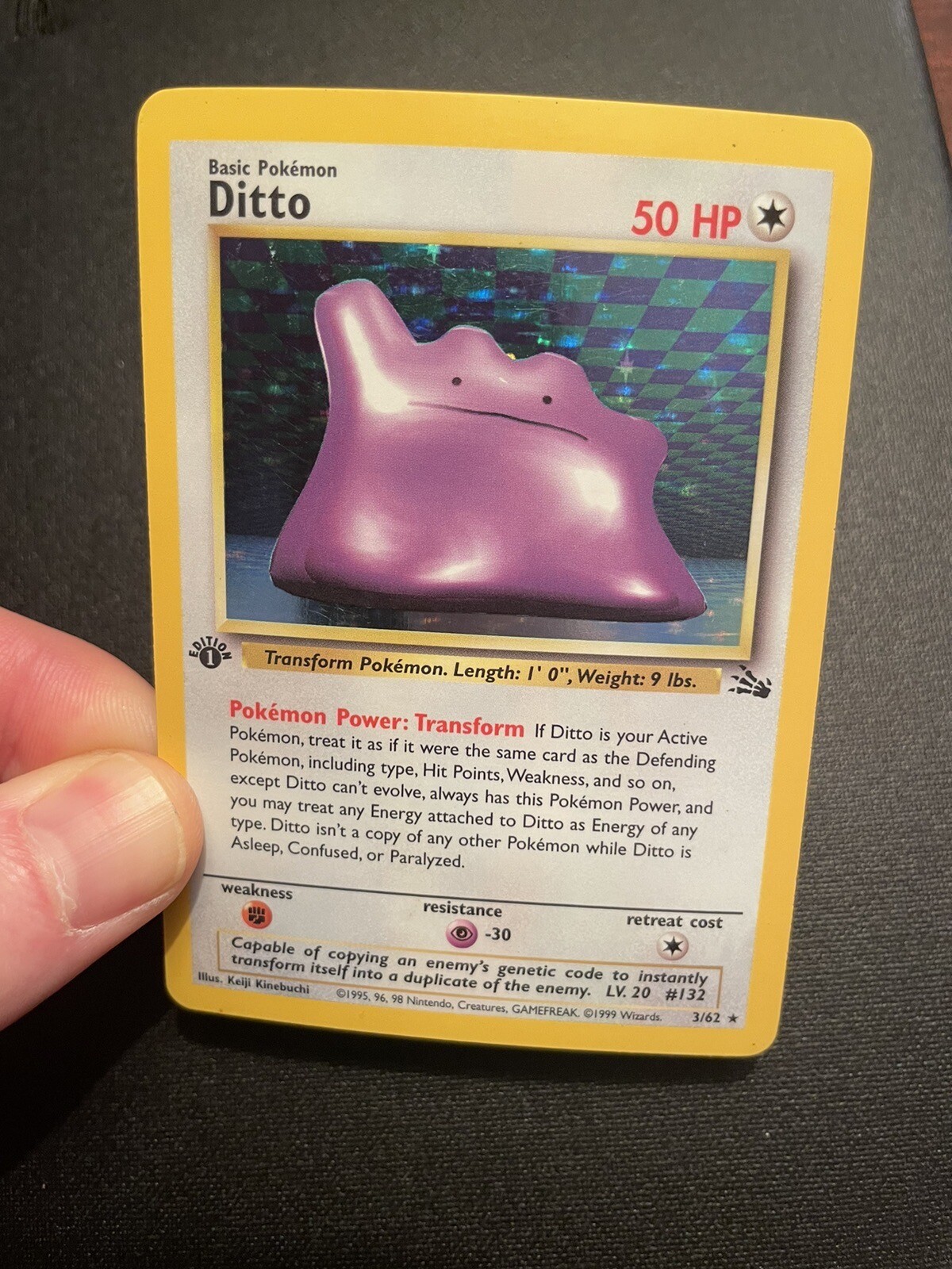 Ditto Pokémon 1st Edition Fossil Set 3/62 Holo Rare 1999 WOTC Vintage ...