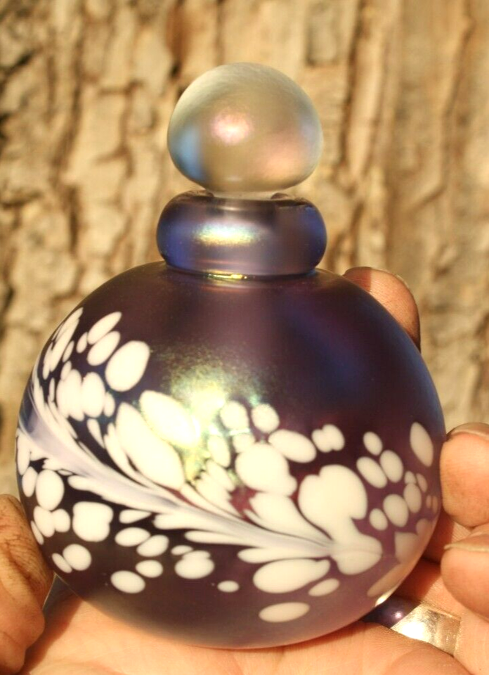 RARE Maytum Studio ART GLASS PERFUME BOTTLE Susan Mueller Iridescent | eBay