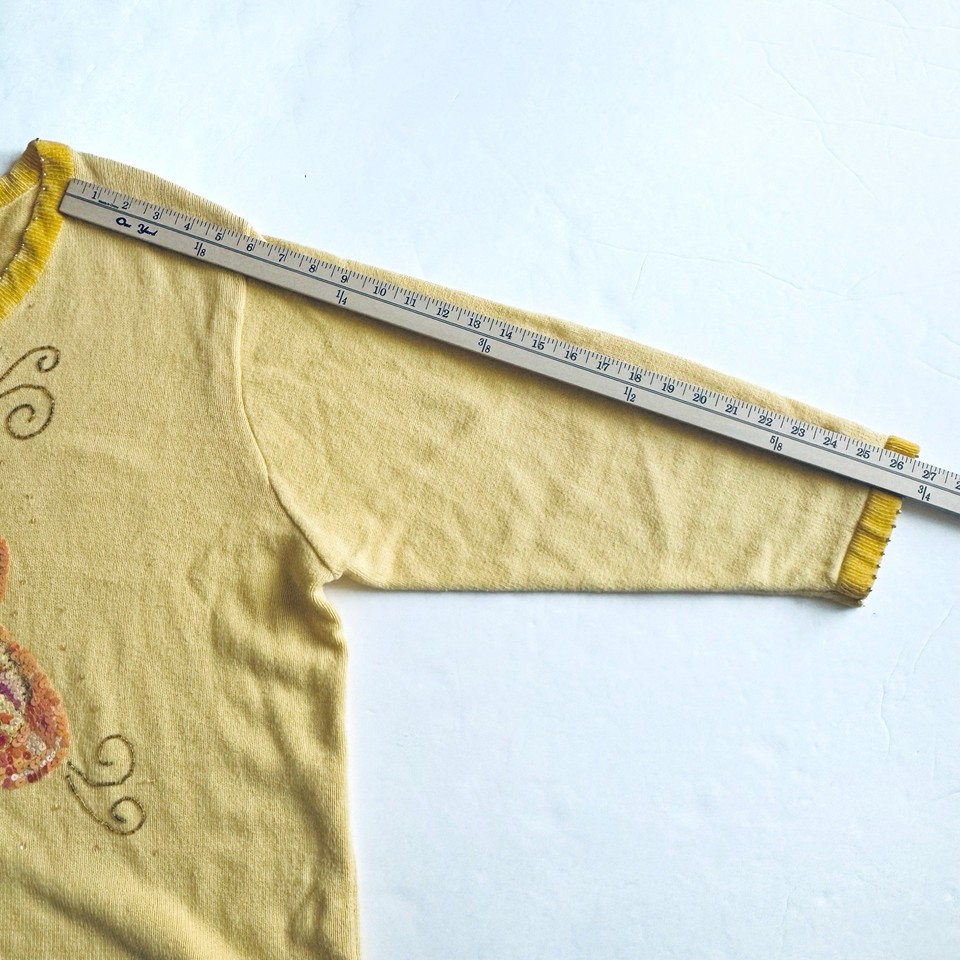 Quacker Factory Butterfly Sweater 3X Yellow Sequins Beaded Whimsical ...
