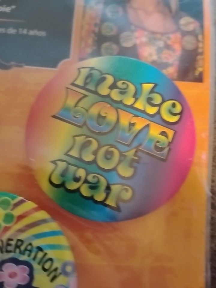 Set of 5 Hippie Buttons 2.5 inche Costume Accessories Peace And Love 💝 ...
