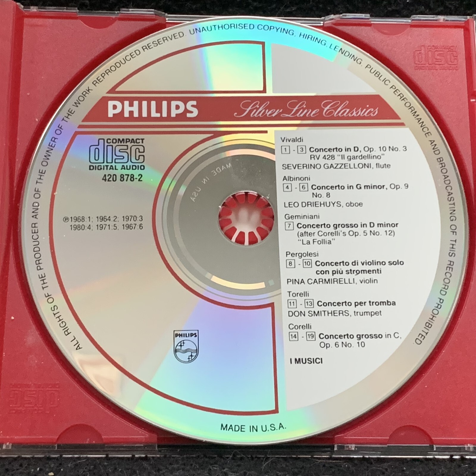 Italian Baroque Concertos / Dreihuys, Carmirelli, I Musici by Severino ...