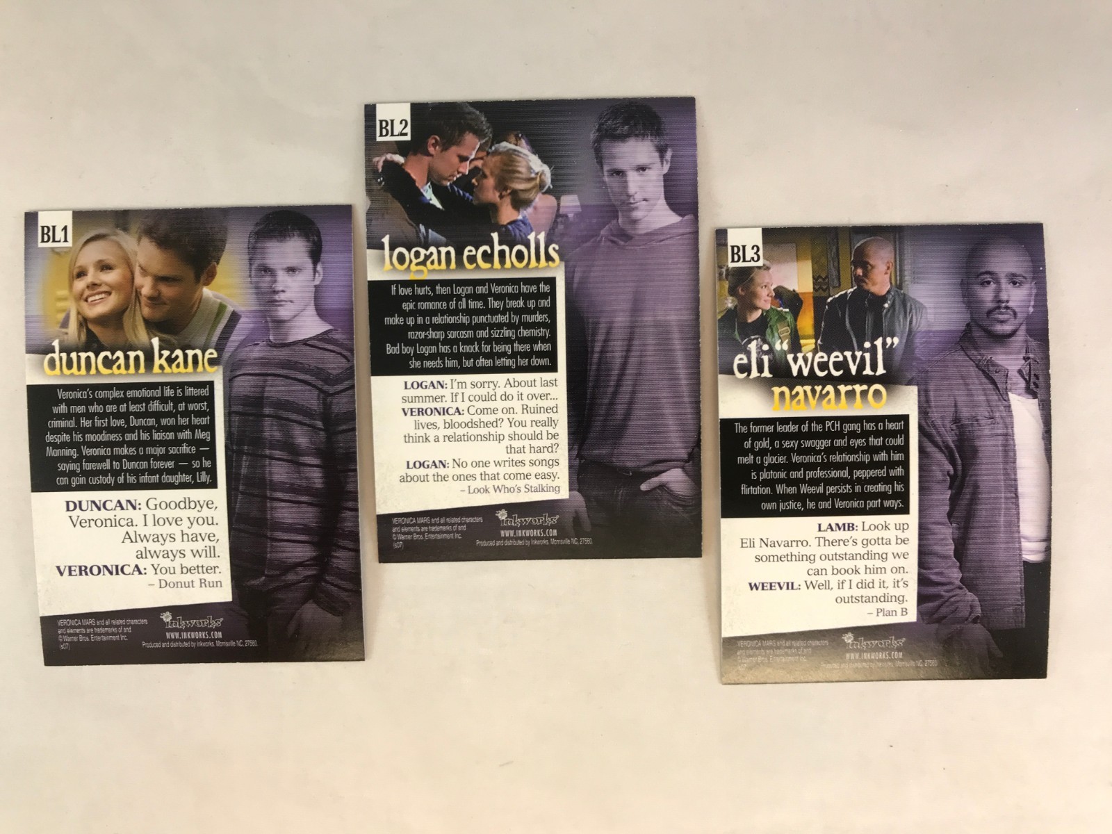 VERONICA MARS SEASON 2 (Inkworks) Complete BAD BOYS Chase Card Set (BL1 ...