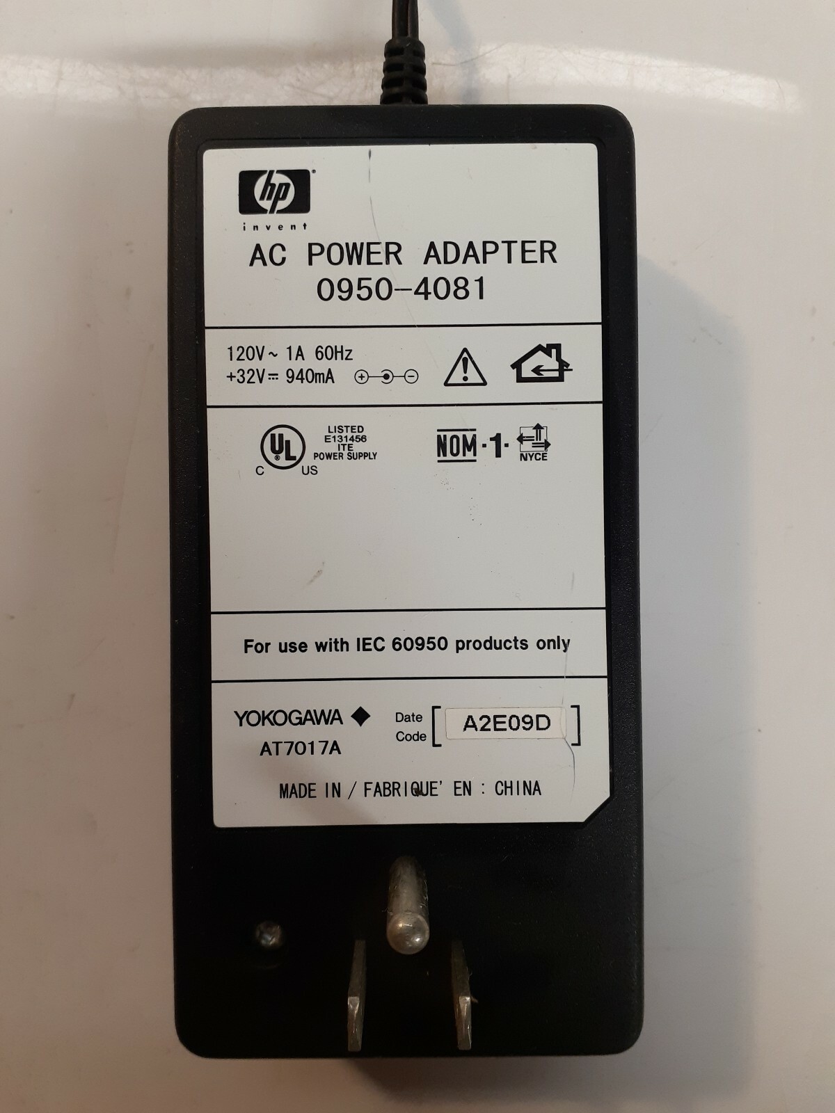 Genuine HP AC Power Supply Adapter 120V AC 1A 60HZ 32VDC 940mA | eBay