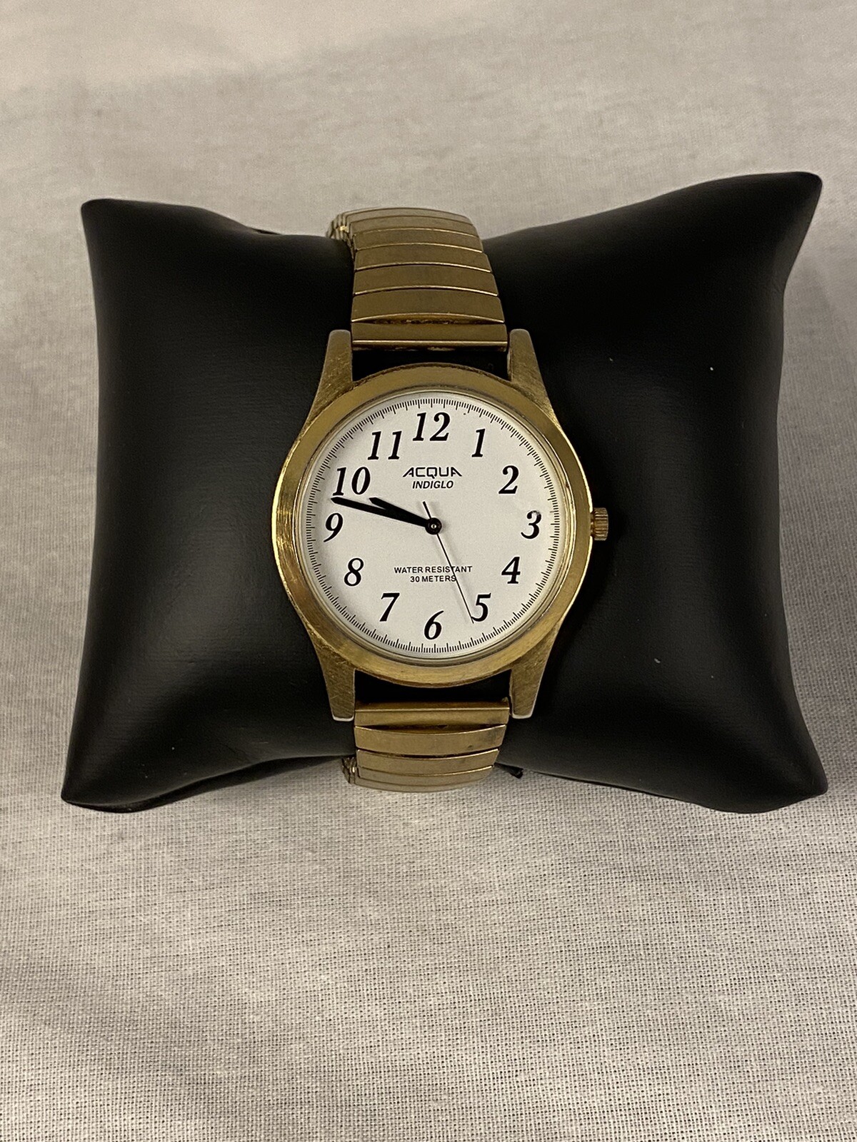 Vintage Acqua Indiglo Wrist Watch Gold Tone Band Needs battery Parts or ...