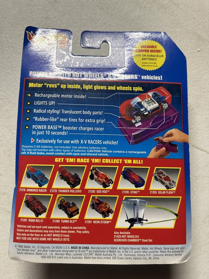 Hot Wheels ARMORED RACER LIGHT SPEEDERS 1998 Motorized X-V Racers NIB ...