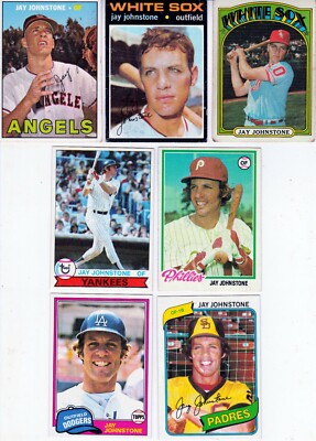 20 JAY JOHNSTONE different card lot vintage RC 1967 - 1984 Angels ...