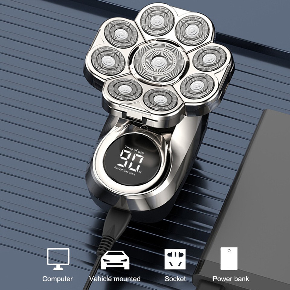 9D Rotary Electric Shaver 6IN1 Cordless Hair Trimmer Bald Head Razor ...