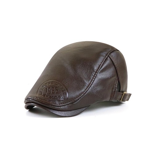 Men Beret Hat Leather Cap Newsboy Gatsby Flat Cap Ivy Golf Driver Cap ...