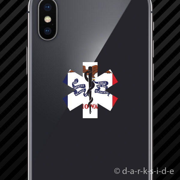 (2x) Iowa State Shaped EMT Flag Cell Phone Sticker Mobile EMS Paramedic ...