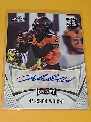 OKLAHOMA STATE COWBOYS NAHSHON WRIGHT 2021 LEAF DRAFT AUTOGRAPH AUTO # ...