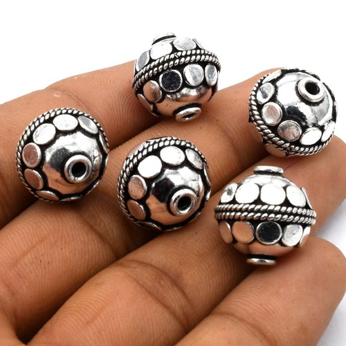 4 PCS 16MM SOLID COPPER BALI BEAD ANTIQUE STERLING SILVER PLATED B 14 ...