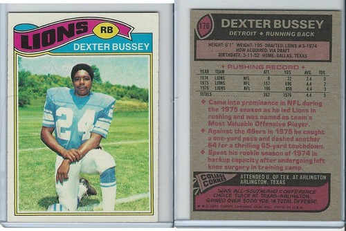 1977 Topps Football, #176 Dexter Bussey (Rookie), Detroit Lions | eBay