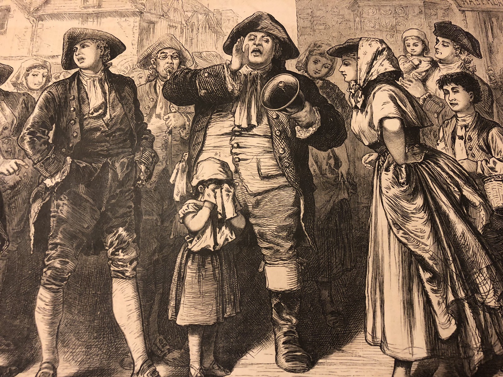 1876 Frank Leslies German Print Town Crier In New York 1776 #122718 | eBay