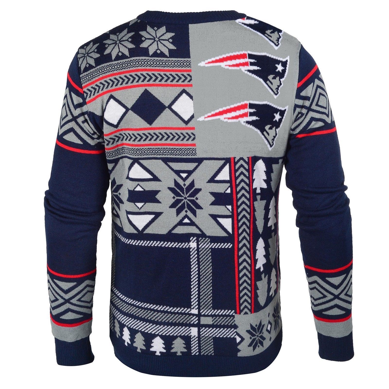 NFL UGLY SWEATER Crew Neck Patches Team Logo Sweatshirts Officially ...