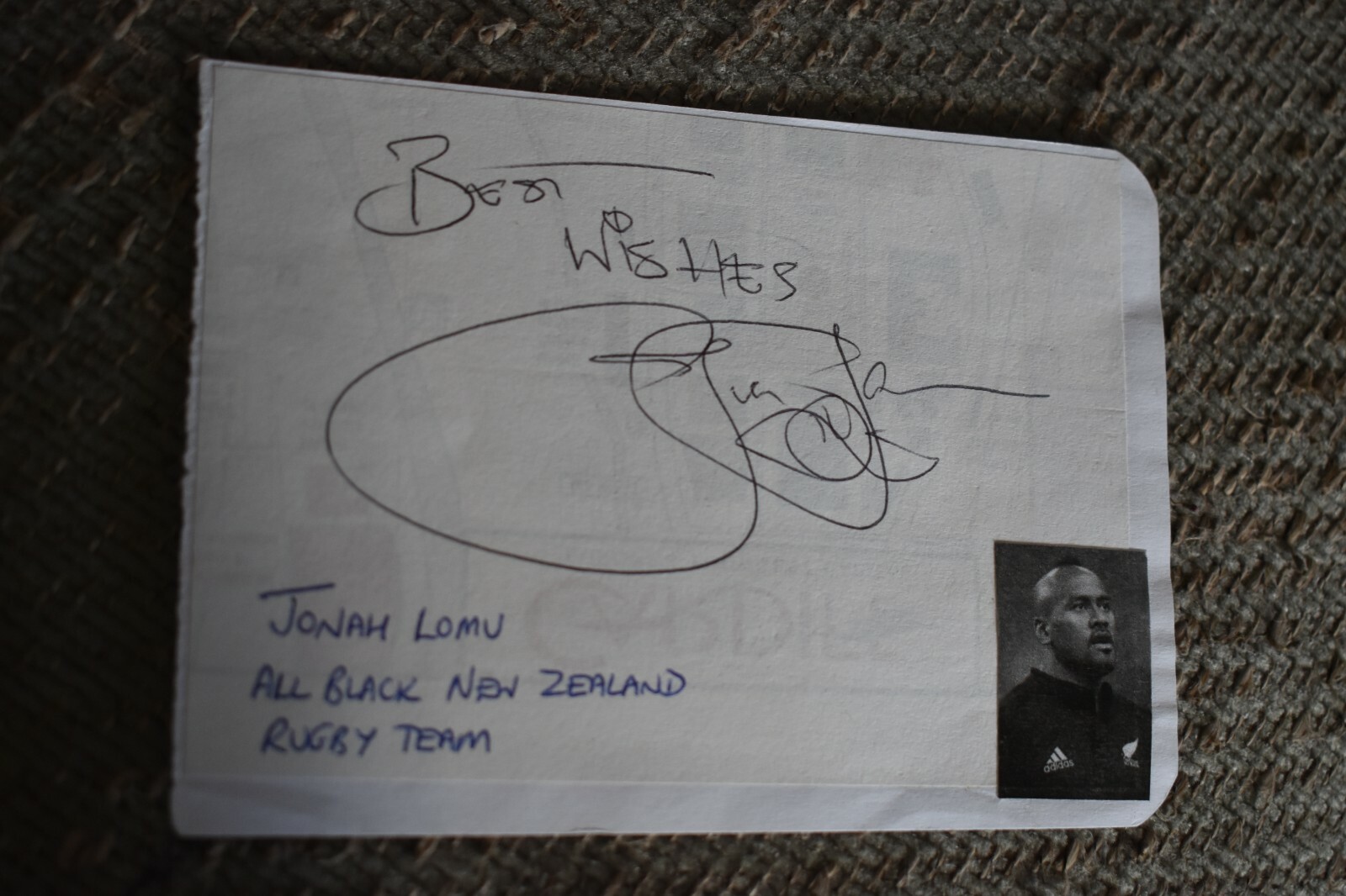 Jonah Lomu signed piece of paper autograph | eBay UK