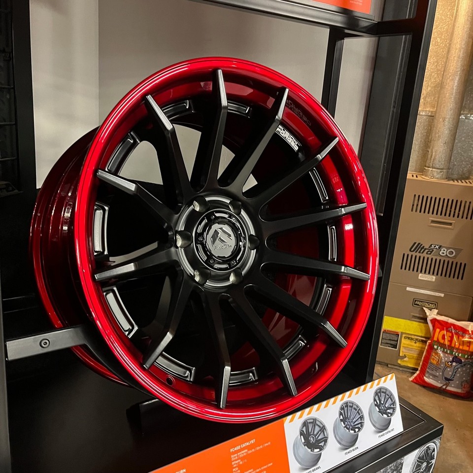 4 New Fuel FC403 Burn Matte Black Candy Red 22x10 6x5.5 Wheels Rims ...