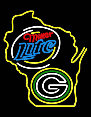 Green Bay Packers Lite Wisconsin Neon Sign 32x24 Beer Bar Pub Store ...