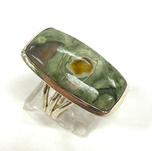 Sterling Silver 925 Large Green Jasper Ring Size 8, 10.92g | eBay
