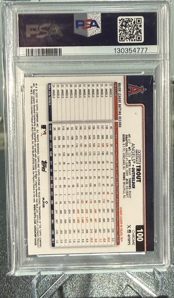 2025 Topps Chrome - Mike Trout #100 Blue Logofractor /150 PSA 10 | eBay