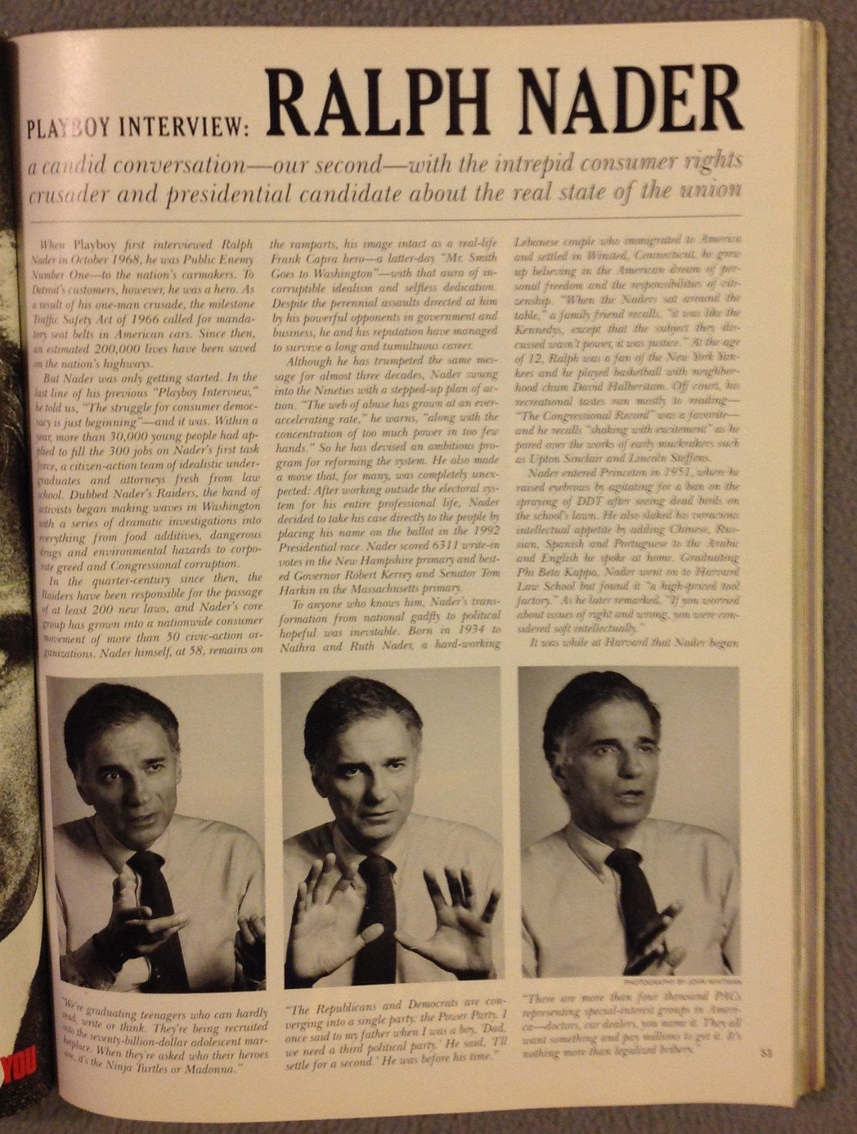 PLAYBOY MAGAZINE -June, 1992 ISSUE -Ralph Nader Interview, Angela ...